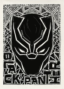 Komar Plakát Marvel Black Panther Lino-Cut Helmet 50 x 70 cm