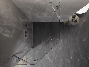 Mexen Lunar, pětiúhelníkový sprchový kout naklápěcí doleva 80 x 90 cm, 8mm čiré sklo, chromový profil, 831-080L-090P-01-00-L