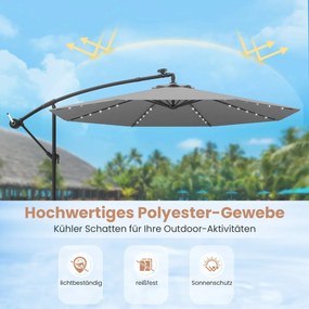 Costway Konzolový deštník Ø350 cm s 40 solárními LED světly a pytli s pískem