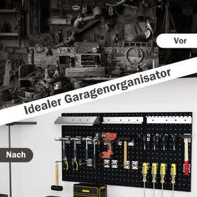 Costway Tool Wall Tool Děrovaná stěna se 3 tyčemi a 28 dílným závěsným
