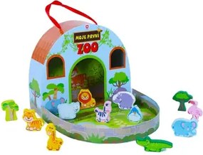 RAPPA Sada dřevěných figurek ZOO v kufříku / 12 ks / Dřevo