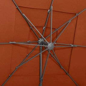 4stupňový zahradní slunečník hliníková tyč terakota 250x250 cm 313825