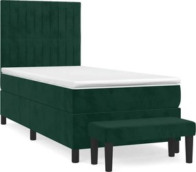 Box spring postel s matrací tmavě zelená 80 x 200 cm samet 3137932