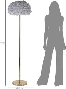 Stojací lampa Feathers 170 cm šedá/zlatá