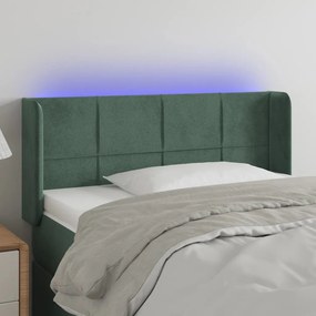 Čelo postele s LED tmavě zelené 93 x 16 x 78/88 cm samet 3123275