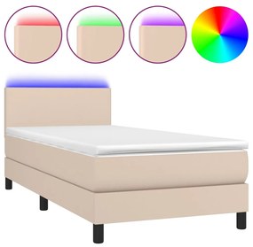 vidaXL Box spring postel matrace a LED cappuccino 80x200 cm umělá kůže