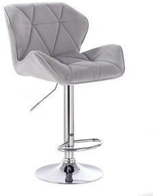 LuxuryForm Barová židle MILANO VELUR na stříbrné kulaté podstavě - světle šedá