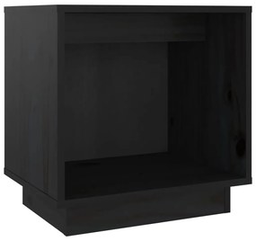 Noční stolek černý 40 x 30 x 40 cm masivní borové dřevo - Default Title