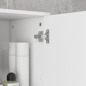 kleankin Moderní Koupelnová Skříň s 1 Zásuvkou, 3 Nastavitelnými Policemi a 2 Skříňkami pro Obývací Pokoj a Ložnici 30x30x180 cm Bílý Lesk