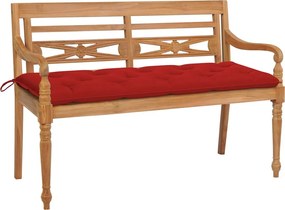 vidaXL Lavice Batavia s poduškou 150 cm masivní teak [3062200] Barva: Červená