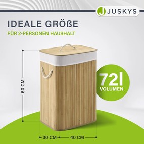 Juskys Bambusový koš na prádlo Curly Barva: přírodní, Velikost: 72 L