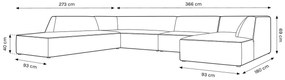 Rohová pohovka buro do tvaru u levá samet šedá MUZZA