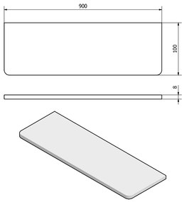 Sapho Police 900x100x8mm, čiré sklo - 23485