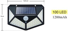 HJ Solární nástěnné LED světlo s čidlem pohybu ploché, 100 LED