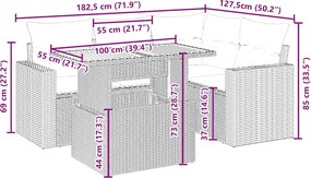 5dílná zahradní sedací souprava s poduškami béžová polyratan 3271296