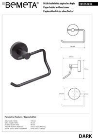 Bemeta Design DARK: Držák toaletního papíru, bez krytu -
