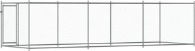Klec pro psy s dvířky šedá 6 x 2 x 1,5 m pozinkovaná ocel 3209579