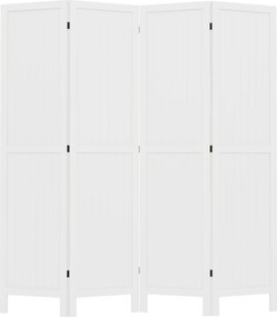 HOMCOM Dřevěné Předěly do Interiéru Skládací 4 Panely Dřevo 160 x 170 cm Bílá