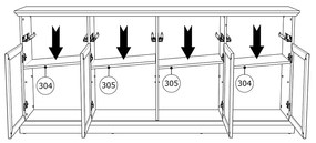 LUCCA b | komoda K4D4S | 192,6 cm | bílá