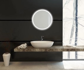 Amirro Zrcadlo na zeď chodbu do pokoje ložnice koupelny předsíně kulaté MOONLIGHT kruh průměr 60 cm s LED podsvíceným okrajem po celém obvodu 411-040