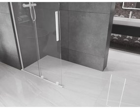 Mexen Velar L, posuvná sprchová zástěna Walk-in 120 x 200 cm, 8mm čiré sklo, bílá matná, 871-120-003-03-20