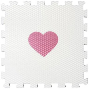 Vylen Pěnové podlahové puzzle Minideckfloor se srdíčkem Bílý s růžovým srdíčkem 340 x 340 mm