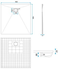 Čtvercová sprchová vanička z SMC kompozitu REA MAGNUM 90x90 cm, černá