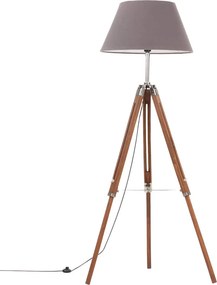 Stojací lampa stativ medově hnědá a šedá masivní teak 141 cm 288078