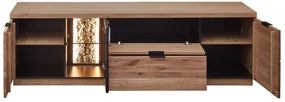 TV stolek Napoli 31 s LED osvětlením 200 cm z masivu dub Bianco