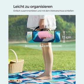 Pikniková deka, plážový koberec 200 x 150 cm, s barevným vzorem listů