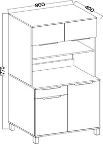 Kredenc příborník MONZA | 80 cm | černá/ořech okapi
