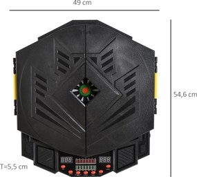 HOMCOM Elektronický šipkový terč s dvířky 216 her včetně 4 LED 12 šipek až pro 8 hráčů ABS PP 49x54,6x5,5 cm