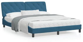 Rám postele s LED osvětlením modrý 160 x 200 cm samet,  3213865