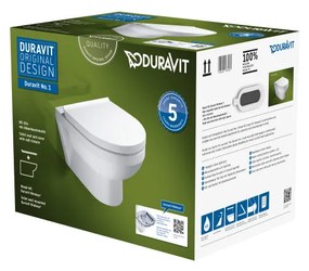 Duravit No.1 - SET Závěsné WC Compact, Rimless + sedátko se sklápěcí automatikou, bílá 45750900A1