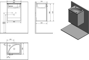 Aqualine Zoja 51048A umyvadlová skříňka 40 x 50 x 32 cm bílá
