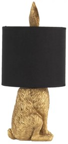 Zlatá stolní lampa králík s černým stínidlem Konijn – 20x45 cm