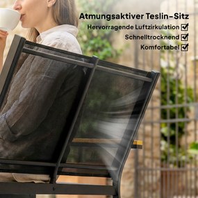 Sada zahradního nábytku kovová sedací souprava pro 4 osoby zahradní obývací pokoj s 2místnou pohovkou křeslo stolek 110x63,5x84 cm černá