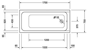 Duravit D-Code - vana 170x75 cm 700100000000000