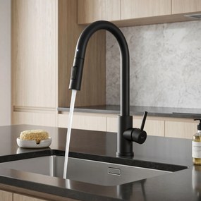 Rea Fresh Touch, vysoká kuchyňská baterie s výsuvnou 2-funkční sprškou, černá matná, REA-B6734