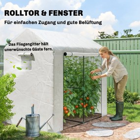 Outsunny PE zahradní skleník na balkon, zesílený kryt 135 g/m², ocelový rám, rolovací zip dveře, pro zeleninu, rostliny a květiny, vnitřní/venkovní, …