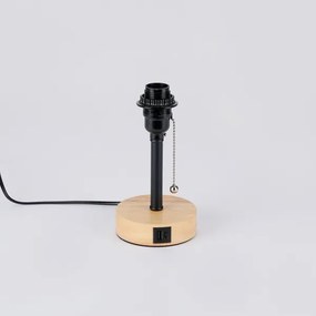 Brilagi - Stolní lampa s USB portem TABLON 1xE27/25W/230V dub/černá/béžová