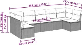 7dílná zahradní sedací souprava s poduškami béžová polyratan 3217428