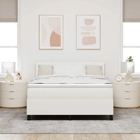 Postel s boxspringem s čelo Krémová a bílá 160 x 200 cm 3337521