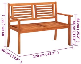 vidaXL Marketos 2místná zahradní lavice s poduškou 120 cm masivní eukalyptus