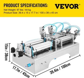 100-1000ml Pneumatický stroj na plnění tekutin Dvě trysky Plnička lahví pro tekutou