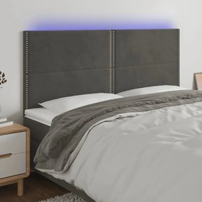 Čelo Postele S Led Tmavě Šedé Samet Tmavě šedá 160 x 5 x 118/128 cm