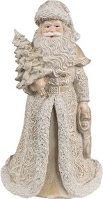 Zlatá vánoční dekorace Santa se stromkem - 8*8*15 cm