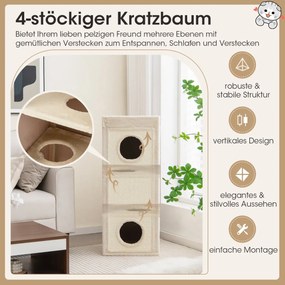 Costway 4 škrabací barel s 3 kočičími jeskyněmi a polštáři. Škrabadlo pro kočky