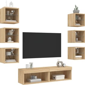 8dílná obývací stěna s LED dub sonoma kompozitní dřevo 3216635