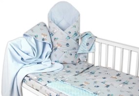 Baby Nellys 6-ti dílná výhod. sada s dárkem pro miminko, 120x90 Liška a zajíc, modrá Velikost povlečení: 120x90